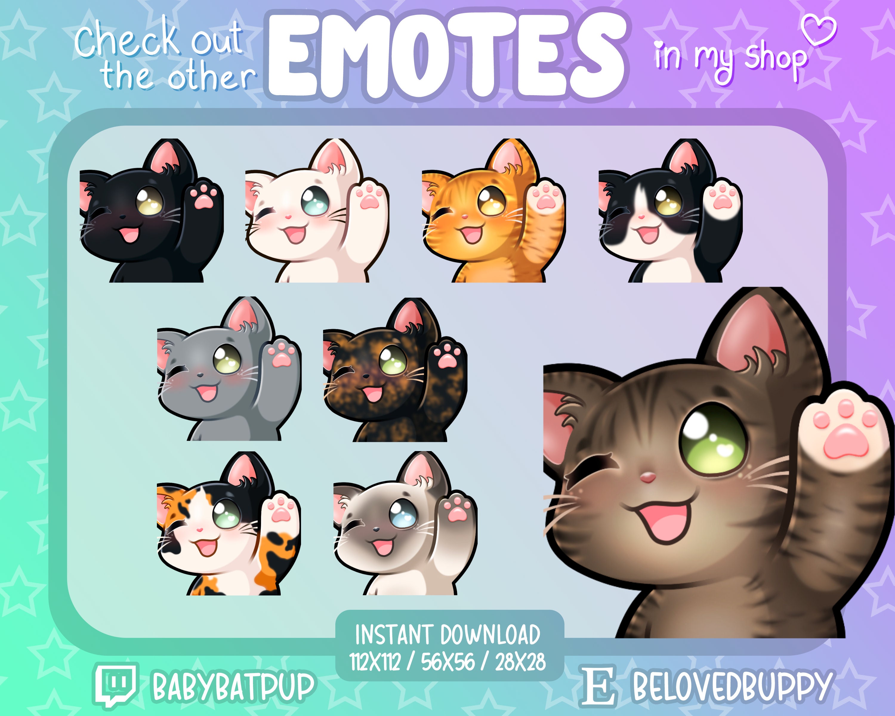 Calico Cat Emote Hi, Hello, Wave Twitch Discord Youtube Kick Cute Kitty ...