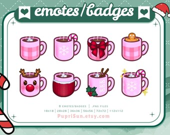 Black Christmas Mug Twitch Emotes/badges | Hot Cocoa Cozy Holiday PNG ...