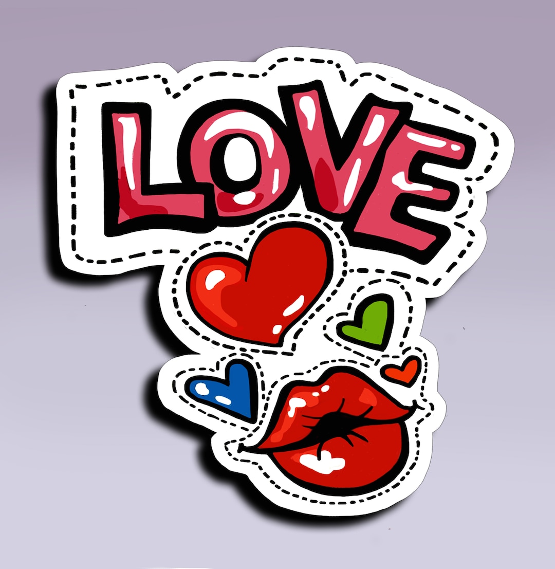 Sticker - Love; Love Sticker: Kiss Sticker; Lips Sticker - Etsy