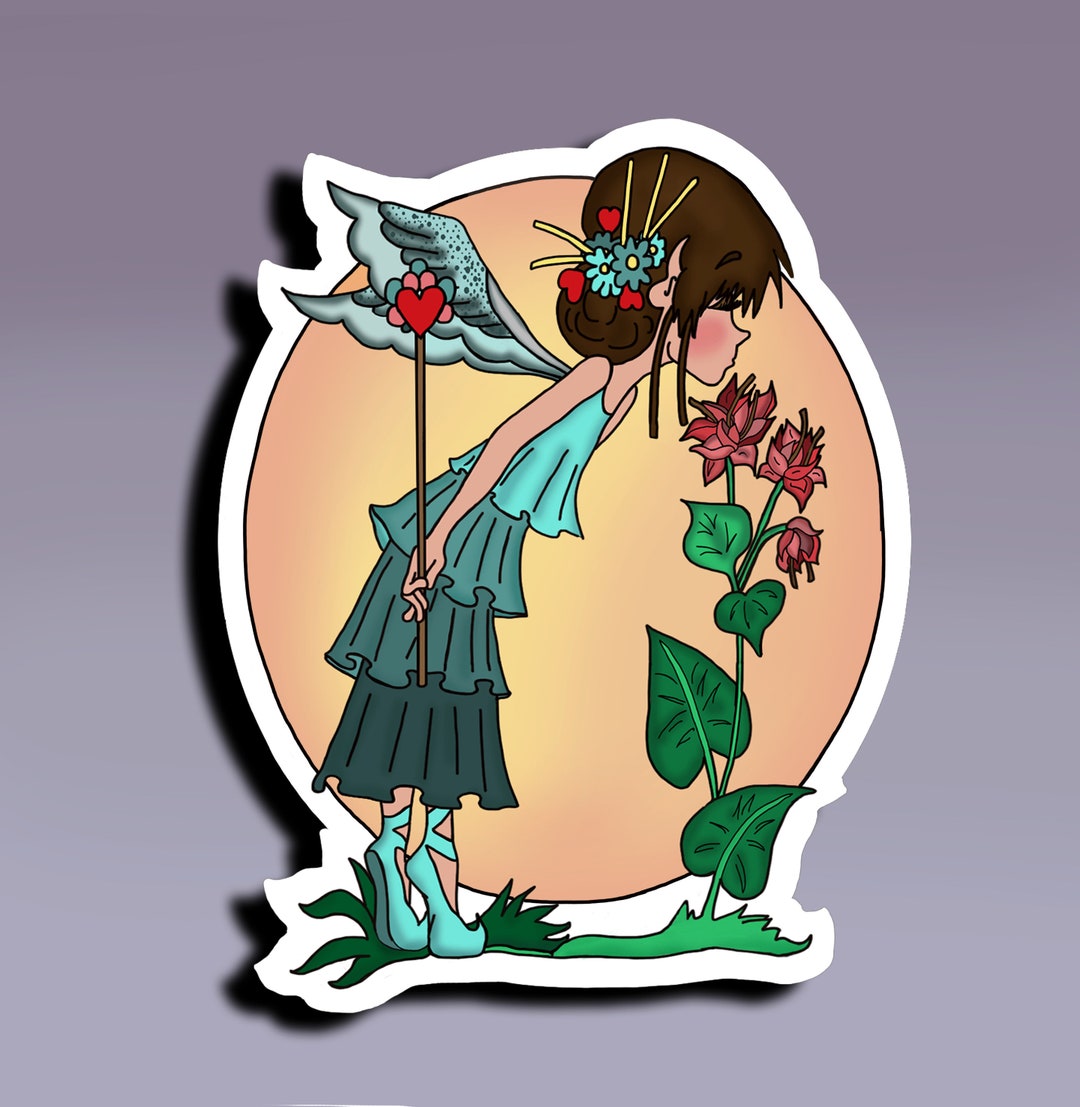 Sticker - Fairy Smelling Flower; Fairy Sticker; Beautiful Fairy Sticker ...