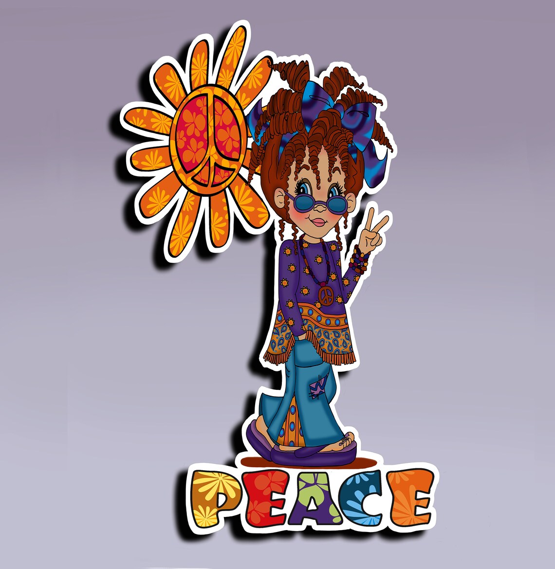 Decal Hippie Girl Hippie Girl Peace Sign Decal 60s Decal - Etsy