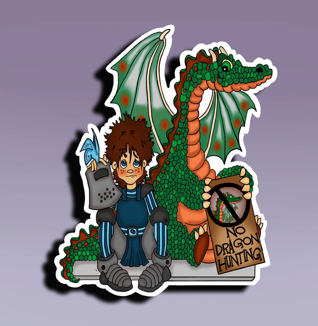 Sticker - No Dragon Hunting; Dragon Sticker; Fantasy Sticker; Knight ...