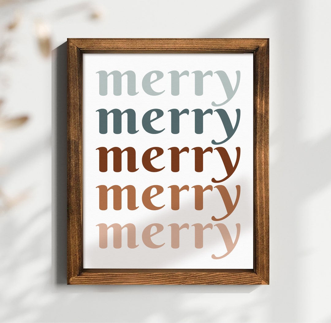 Merry Wood Sign Christmas Wall Decor Merry Word Art Walnut - Etsy