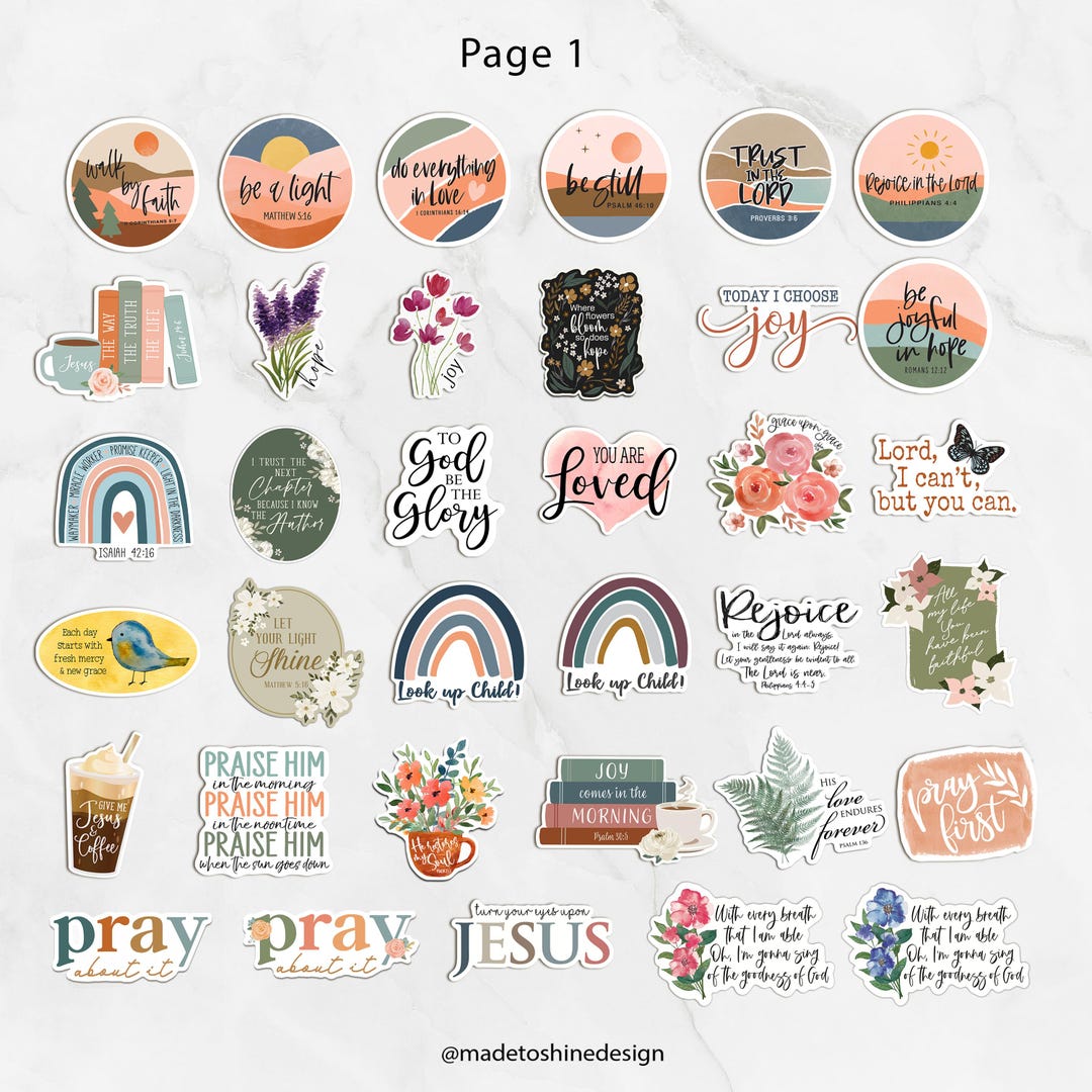 Bundle of 10 Faith Based Stickers, Waterproof Sticker Bundle, Pick Ten ...