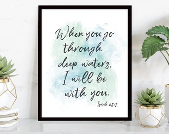 Christian Home Decor When You Go Through Deep Waters I Will - Etsy