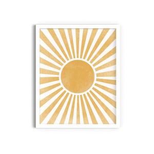 Gold Sunburst Printable, Boho Sunburst Wall Decor, Yellow Sunshine ...