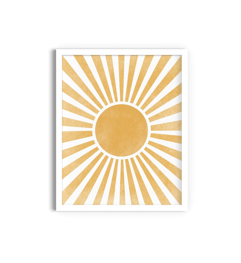 Gold Sunburst Printable Boho Sunburst Wall Decor Yellow - Etsy