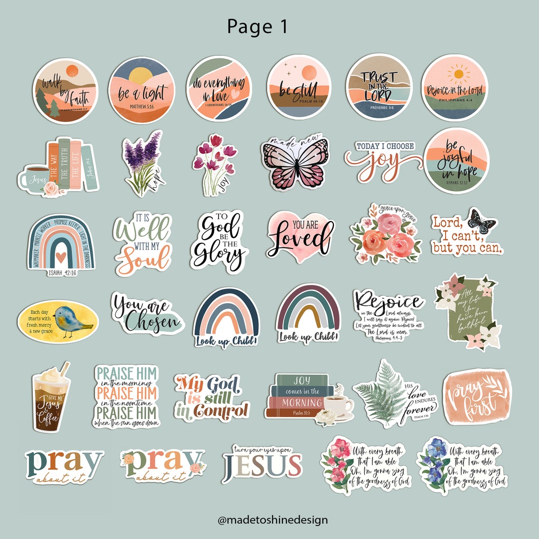 Bundle of 5 Christian Waterproof Stickers, Pack of Five, Faith Bundle ...