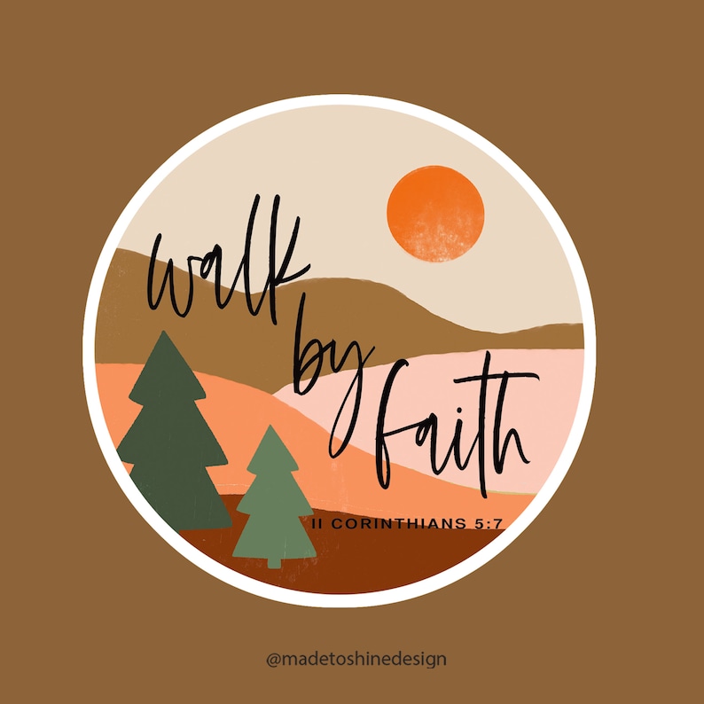 Walk by Faith, Christian Vinyl Sticker, Boho Mountains Sticker ...
