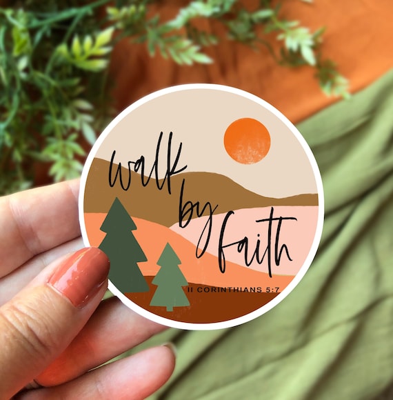 Walk by Faith Christian Vinyl Sticker Boho Mountains | Etsy