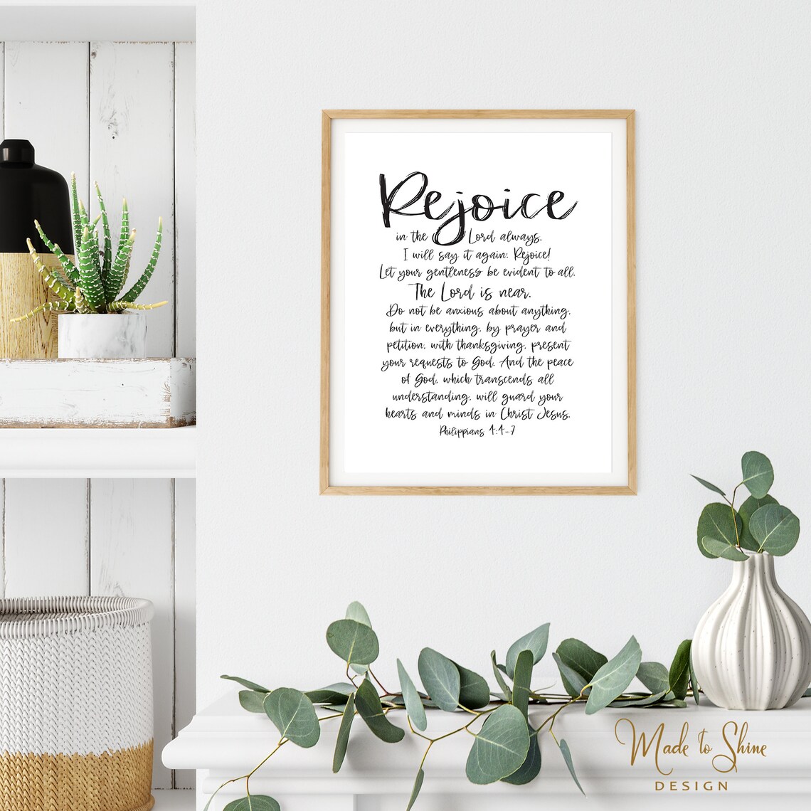 Rejoice in the Lord Always Print, Philippians 4:4-7, Scripture Word Art ...