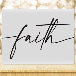 Faith Word Art Print, Faith Printable Wall Decor, Faith Cursive Script ...