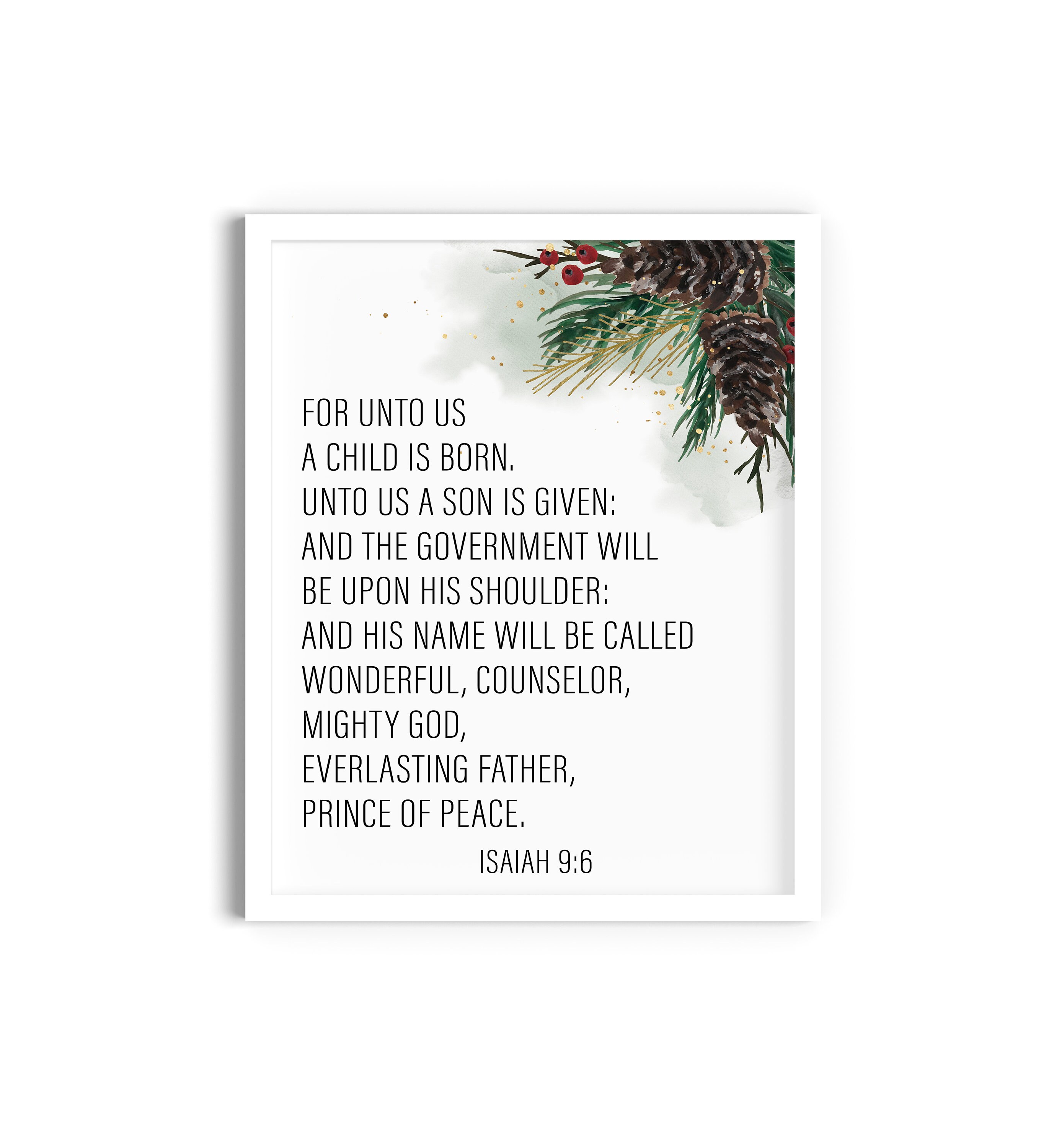 For Unto Us A Child is Born Printable, Christmas Scripture Wall Art ...