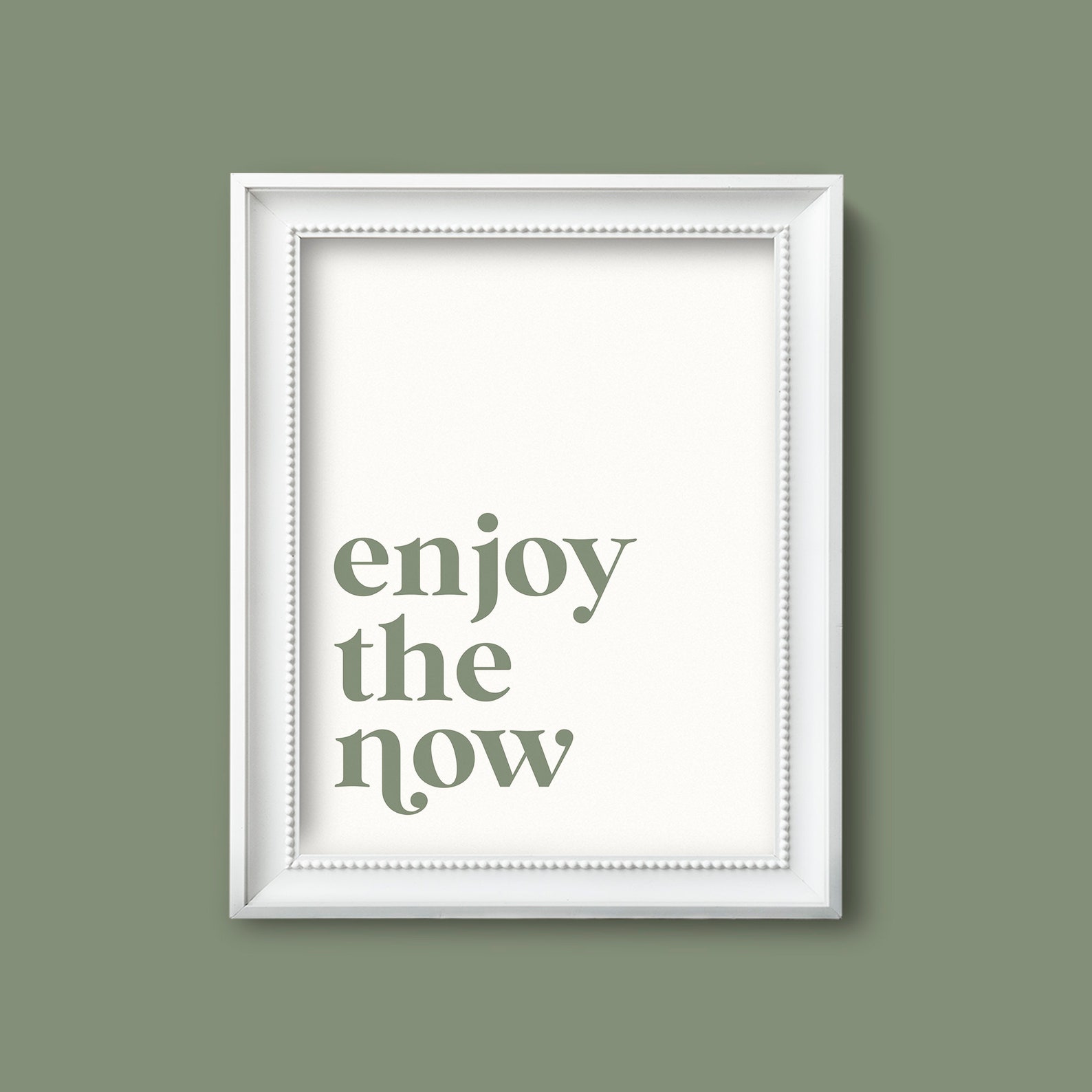 Enjoy the Now Printable, Inspirational Wall Print, Green Font Word Art ...