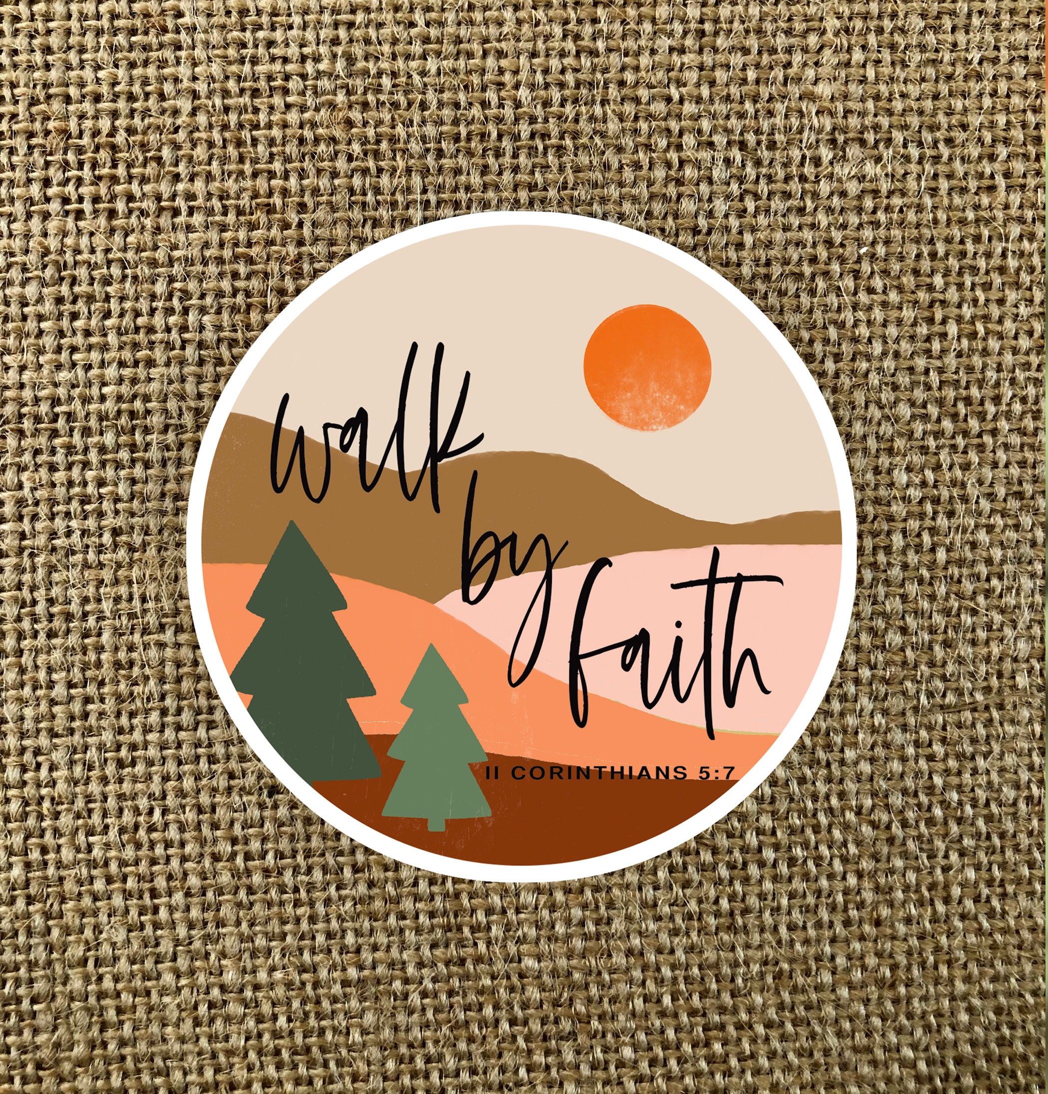 Walk by Faith, Christian Vinyl Sticker, Boho Mountains Sticker ...