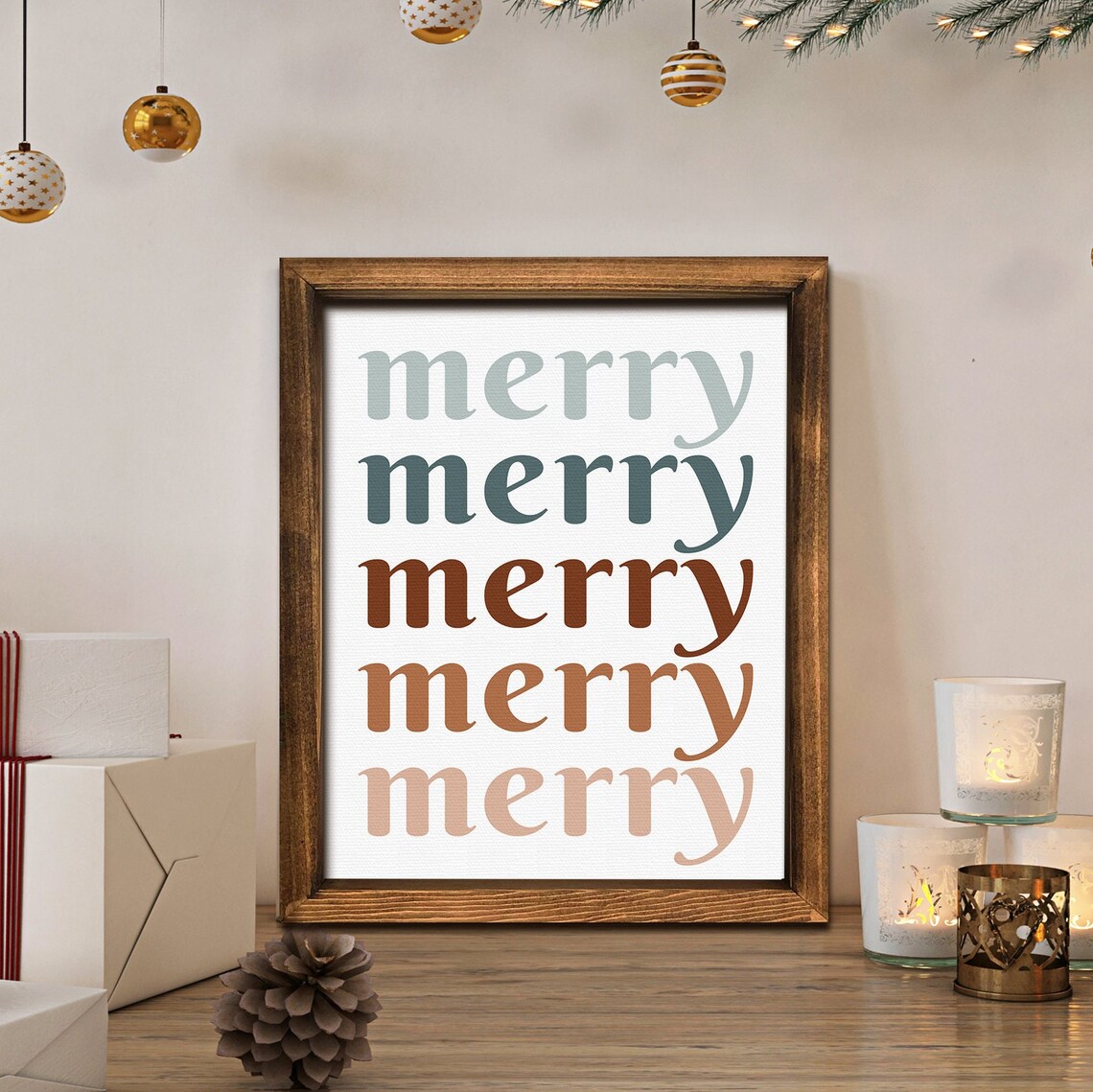 Merry Wood Sign Christmas Wall Decor Merry Word Art Walnut - Etsy
