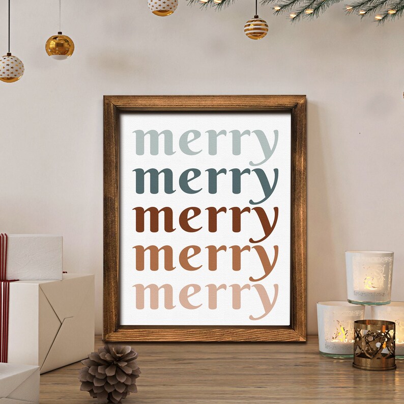 Merry Wood Sign Christmas Wall Decor Merry Word Art Walnut - Etsy