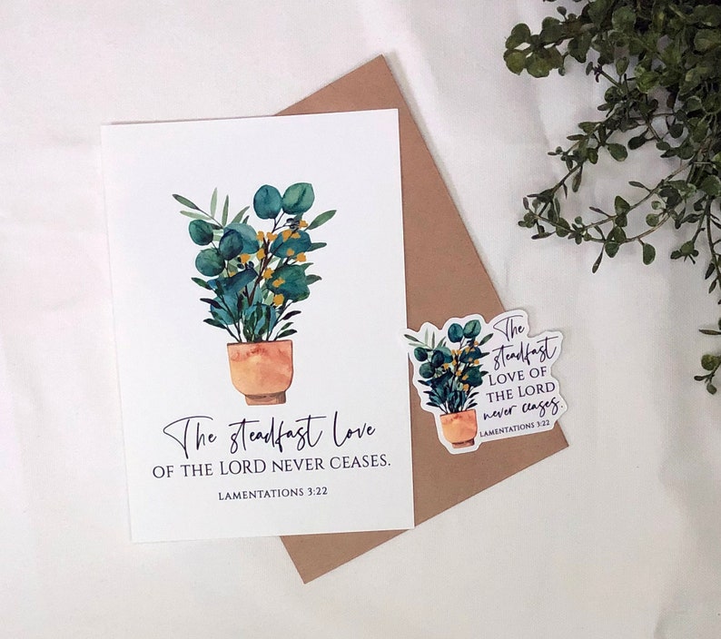 The Steadfast Love of the Lord Never Ceases Sticker Potted - Etsy