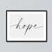 Hope Word Art Print, Hope Cursive Script Font Wall Art, Inspirational ...