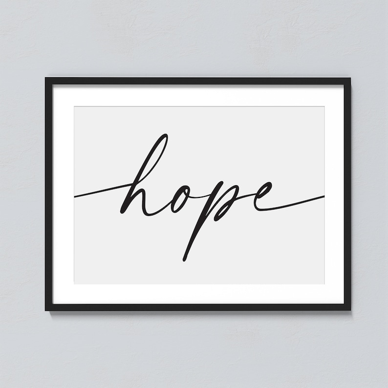 Hope Word Art Print Hope Cursive Script Font Wall Art - Etsy
