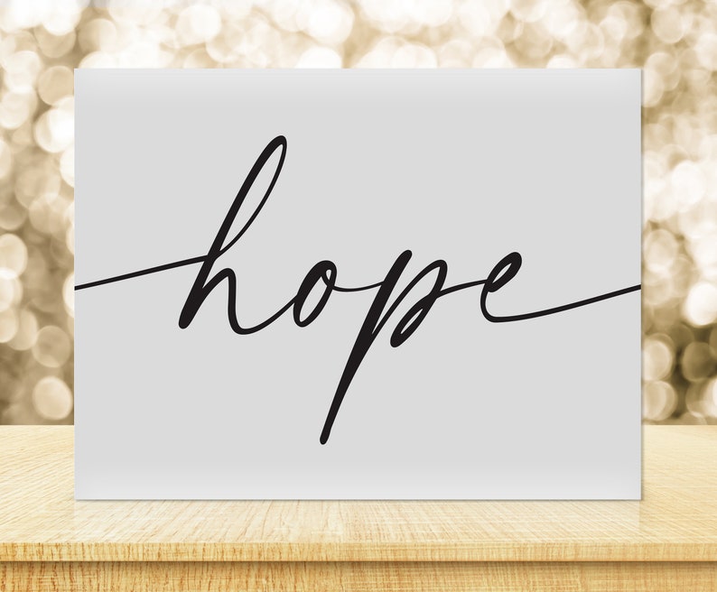 Hope Word Art Print, Hope Cursive Script Font Wall Art, Inspirational ...