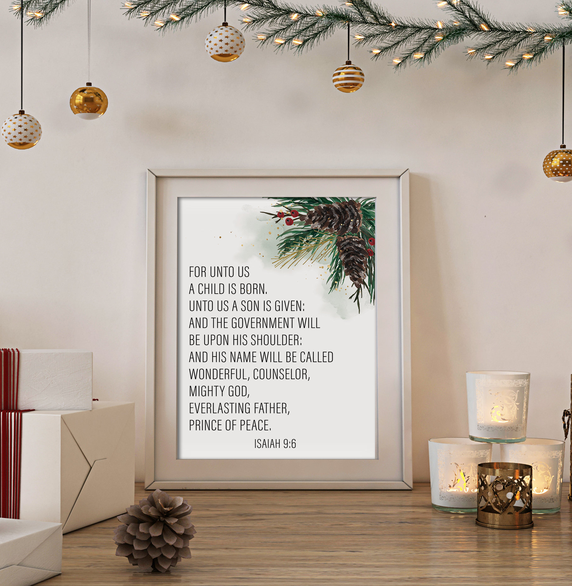 For Unto Us A Child is Born Printable, Christmas Scripture Wall Art ...