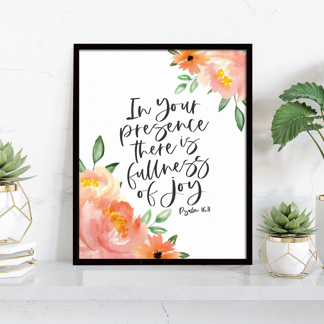 In Your Presence There is Fullness of Joy, Spring Watercolor Floral ...