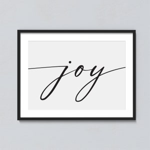 Joy Word Art Print, Joy Cursive Script Wall Print, Christmas Home Decor ...