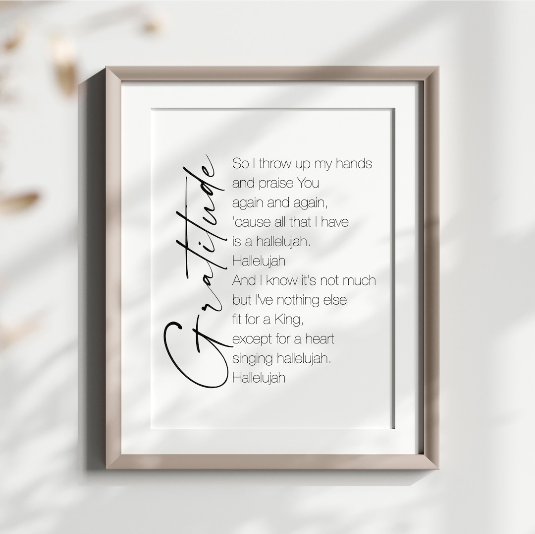 Gratitude Digital Download, Gratitude Song Lyrics Printable, Christian ...