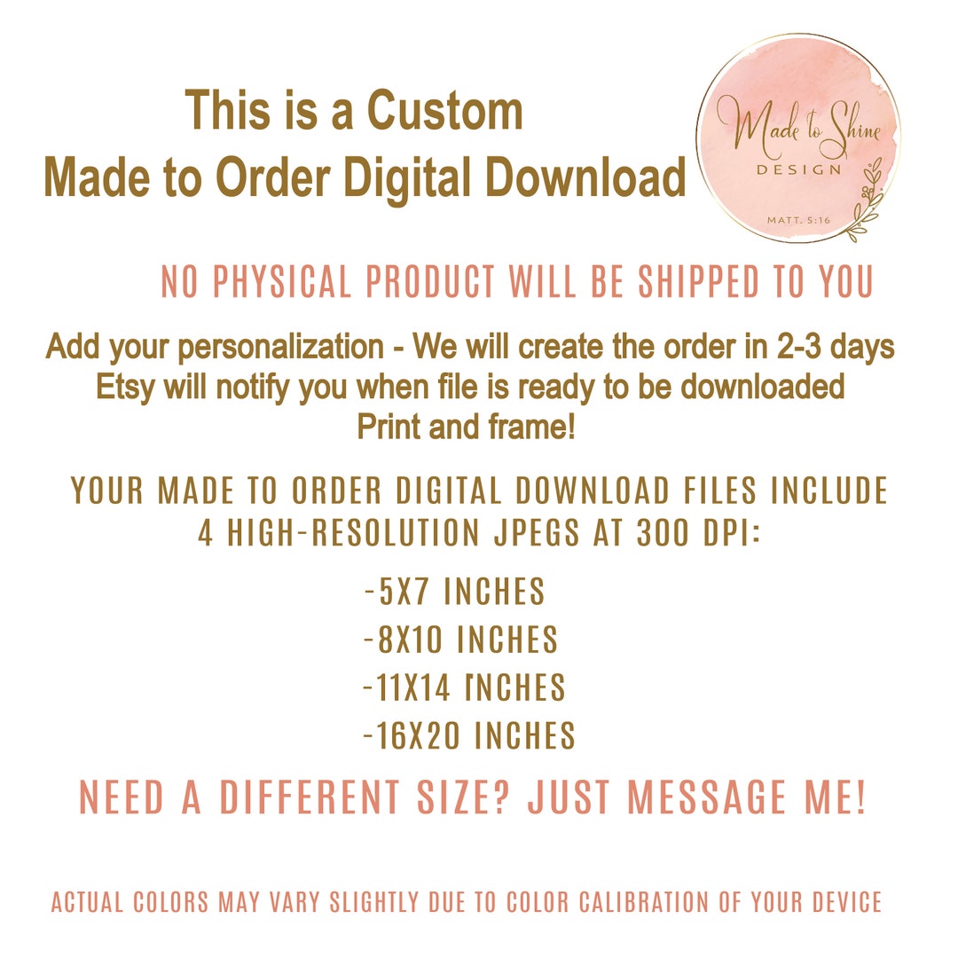 Custom Digital Download Print, Full Custom Order, Custom Printable ...