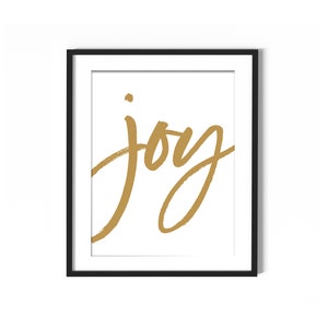 Joy Christmas Printable, Gold Joy, Christmas Wall Art, Holiday Decor ...