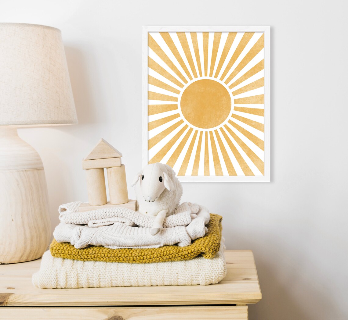 Gold Sunburst Printable Boho Sunburst Wall Decor Yellow - Etsy