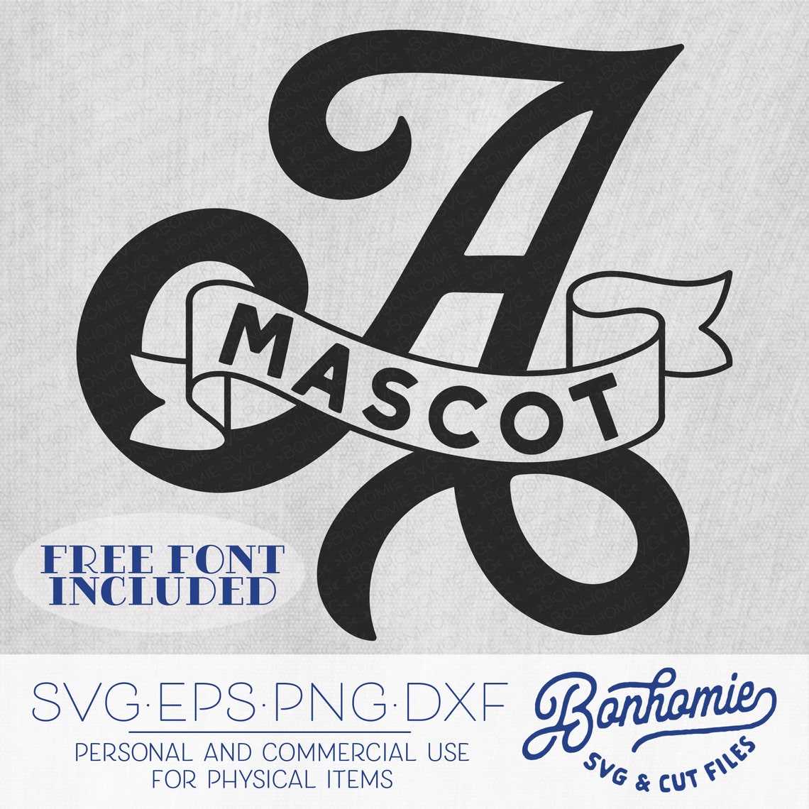A Monogram SVG PNG DXF & Eps With Free Font to Add Custom Team - Etsy
