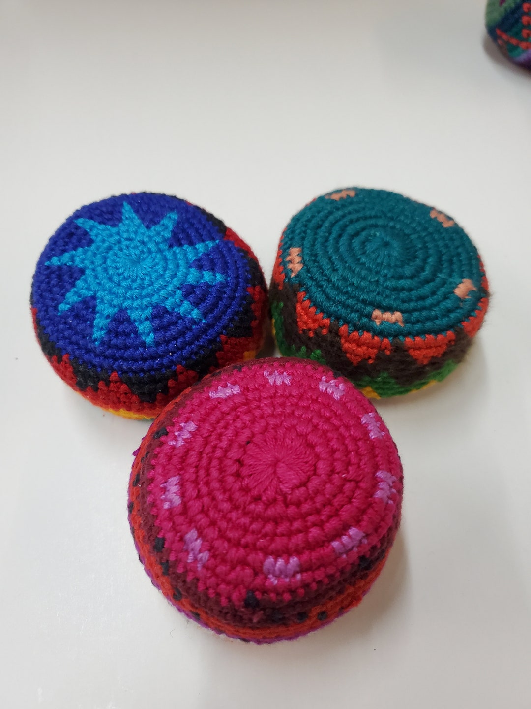 3 Pcs.bundle Assorted Crocheted Hacky Sacks - Etsy