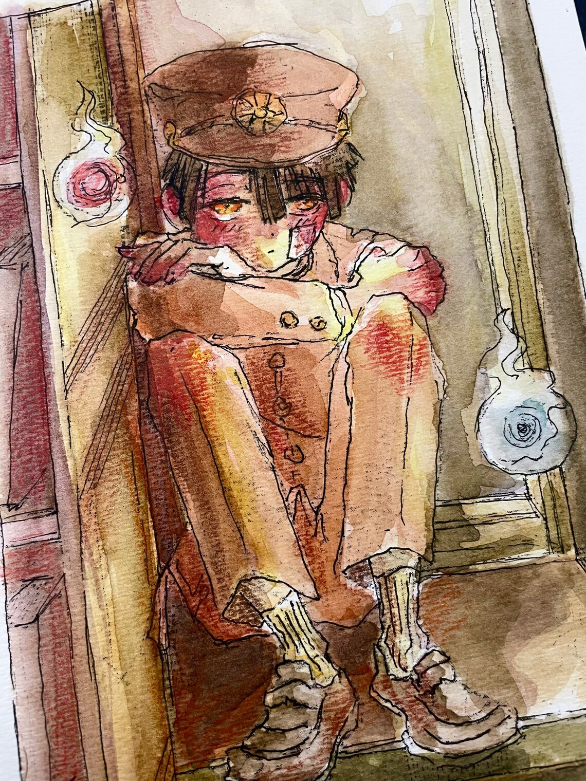 Sad Hanako TBHK Watercolor Painting | Etsy