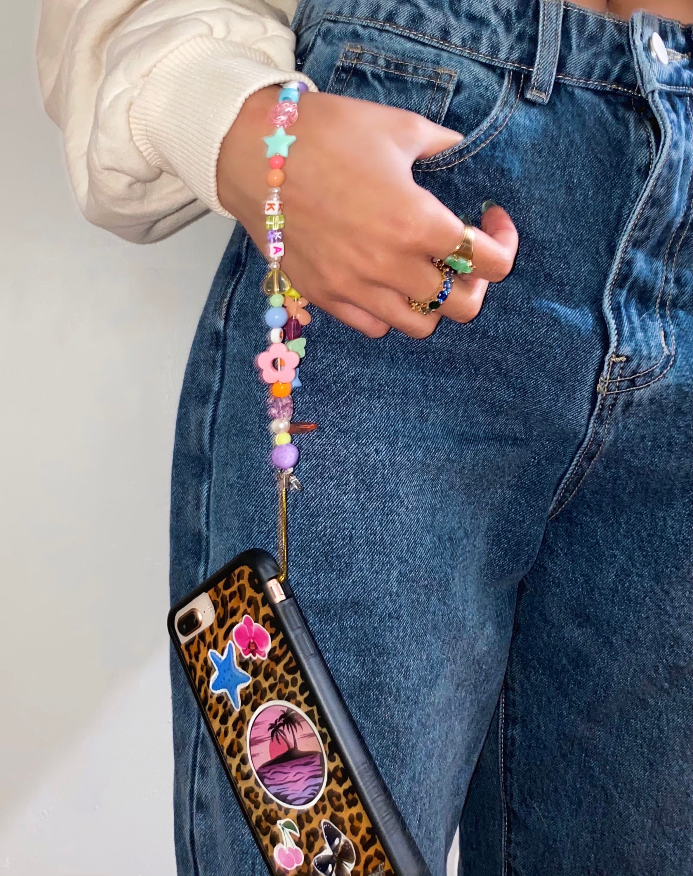 Personalized Beaded Phone Accessory Wristlet Chain Lanyard | Etsy