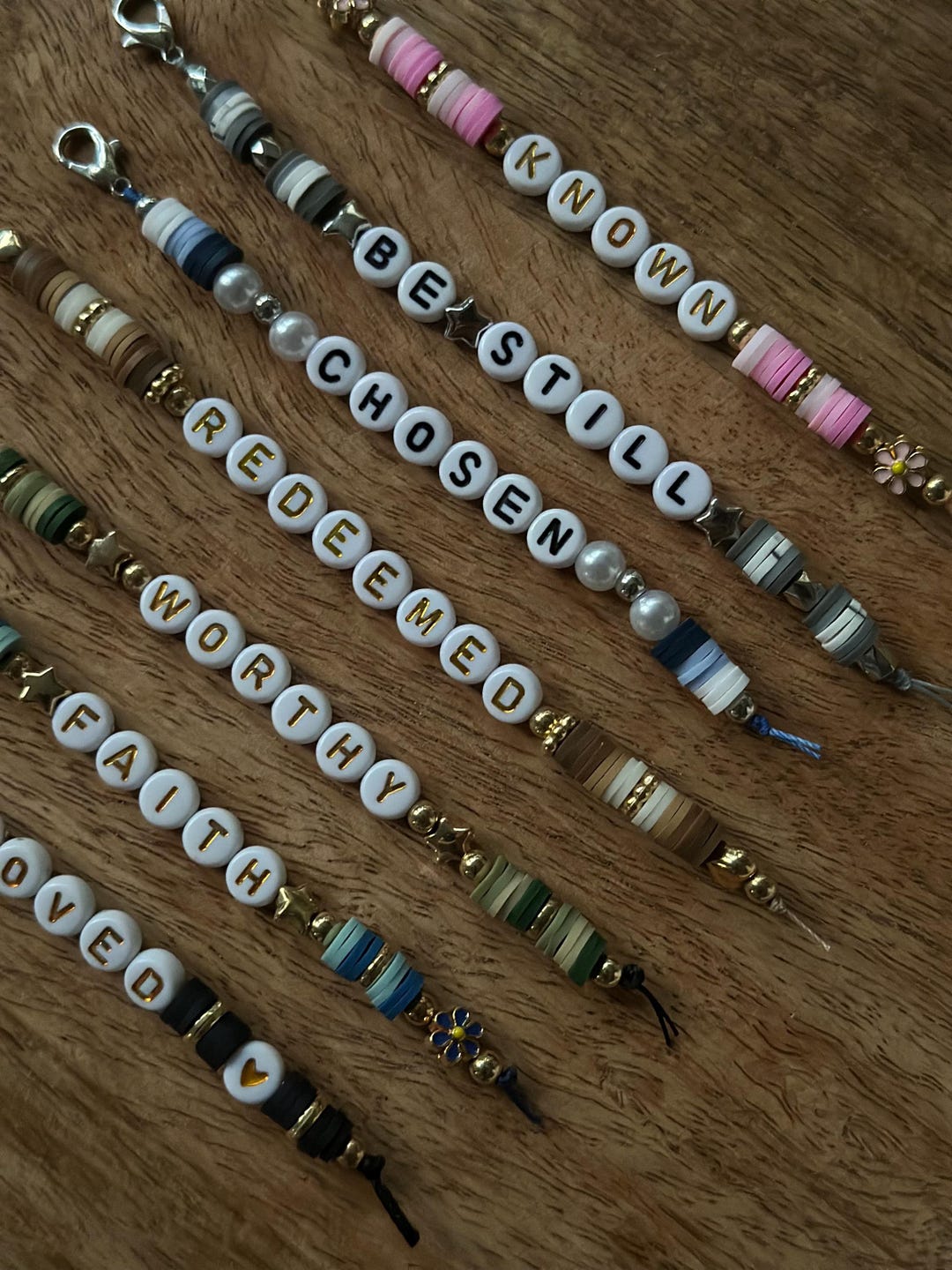 Custom Word Keychain: Polymer Clay Heishi Beads, Personalized Charm - Etsy