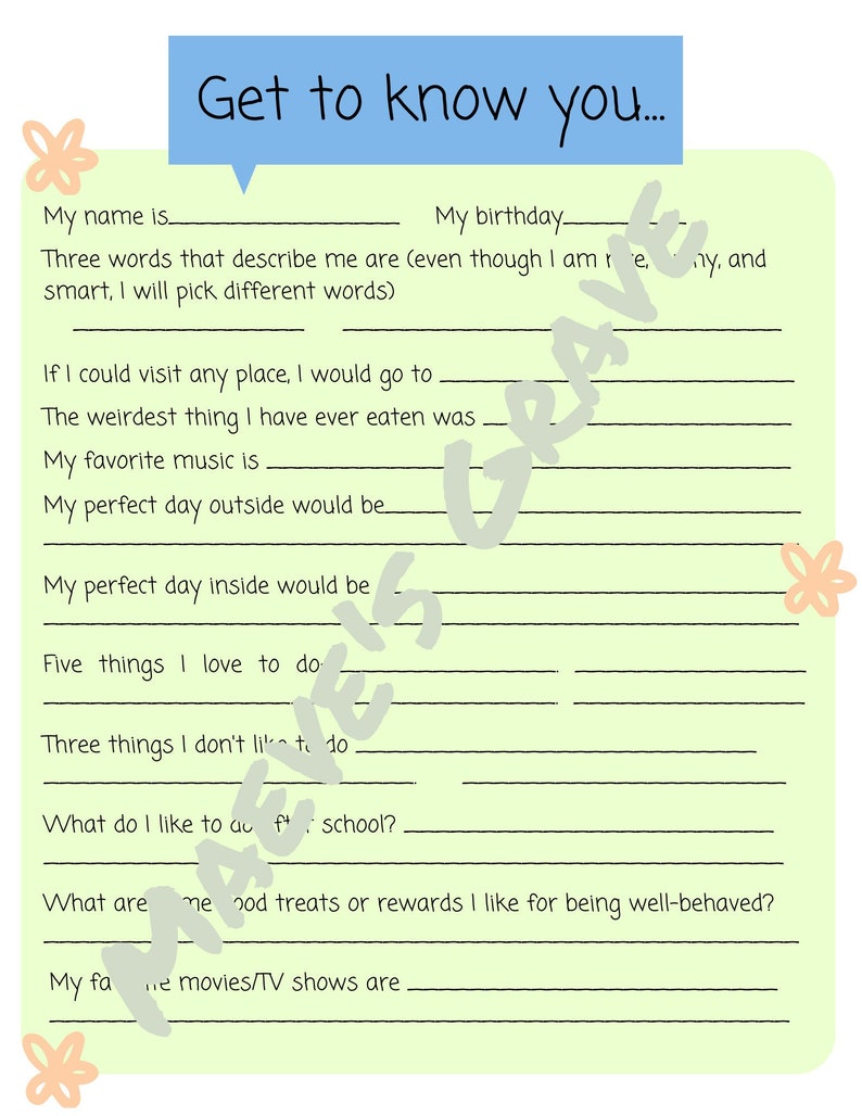 Student Survey Back to School Get to Know You - Etsy