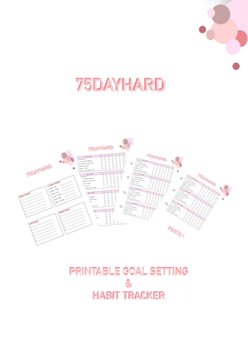 75 Day Hard Challenge Goal and Habit Tracker Printable Instant Download ...