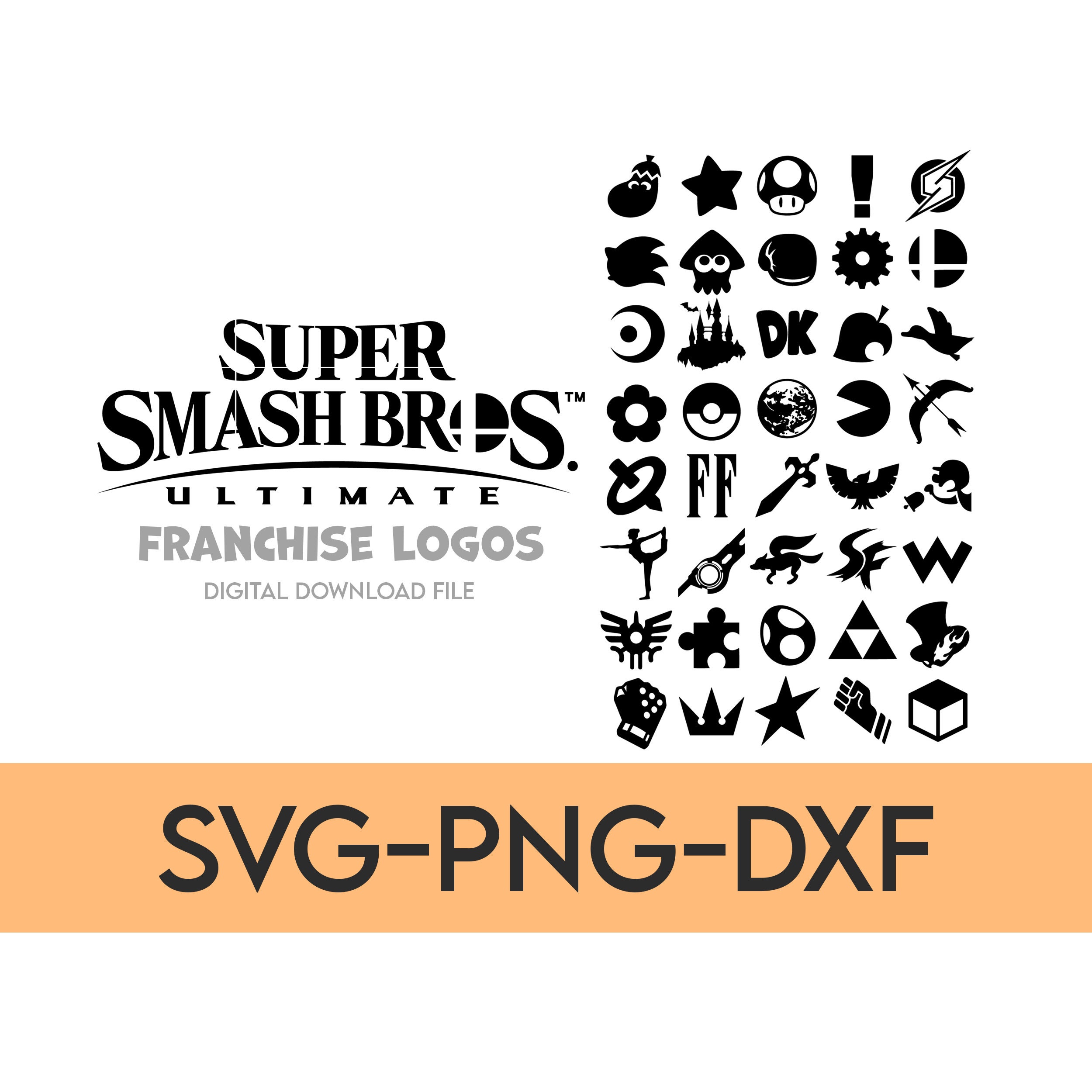 Super Smash Bros Ultimate Franchise Logo Digital Download SVG PNG DXF ...