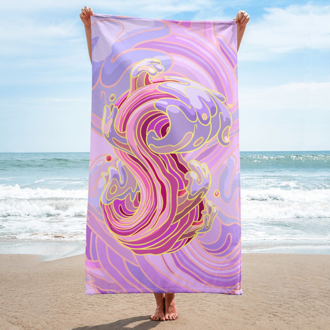Pink Beach Wave Towel, Ocean Lover Towel, Ocean Beach Towel, Open Water ...