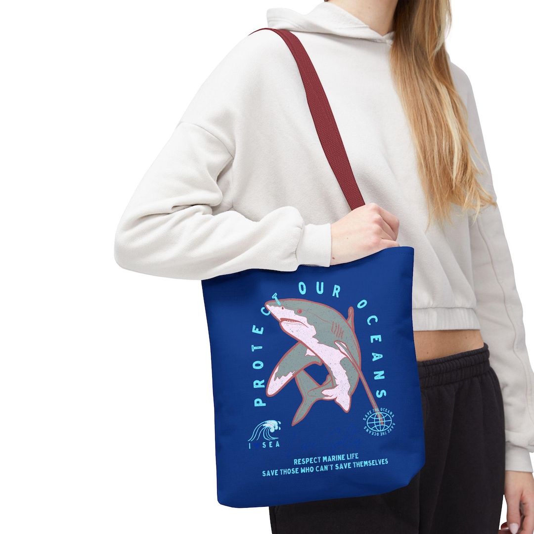 Protect Our Oceans Tote Bag, Whale Design, Eco-friendly Shopper, Beach ...