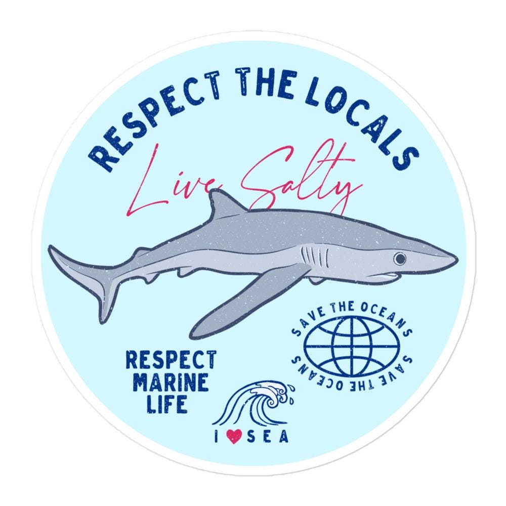 Respect the Locals Sticker, Shark Sticker, Ocean Sticker, Beachy ...
