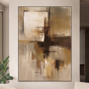 Large Brown Abstract Painting Original Oil Handmade Painting Beige ...