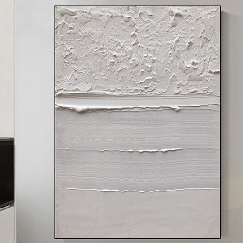 Large Minimalist White Abstract Painting White Modern 3D - Etsy