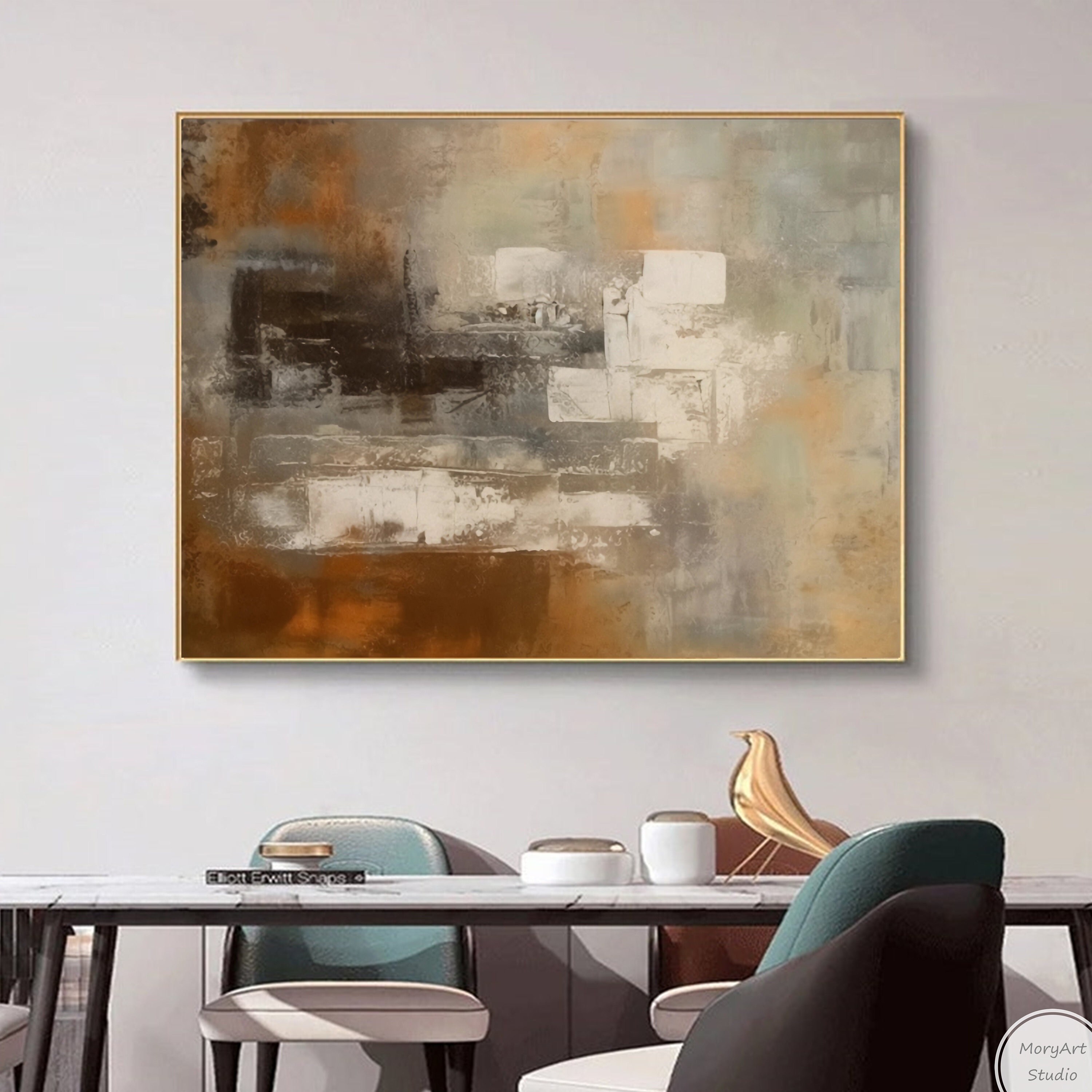 Brown and Beige Abstract Textured Wall Art Brown Gray Wabi-sabi ...