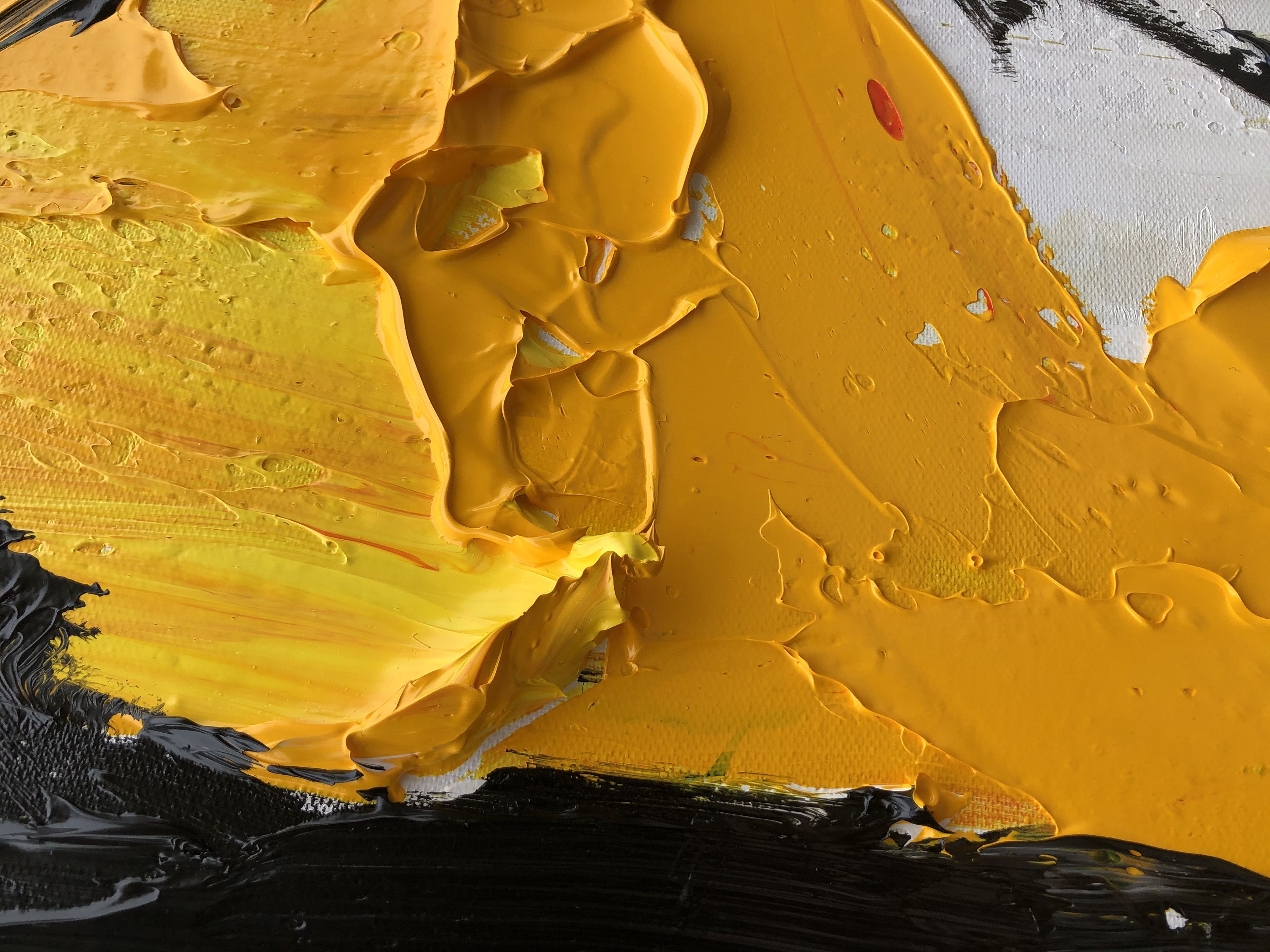 Large Yellow Textured Abstract Painting Original Black and - Etsy