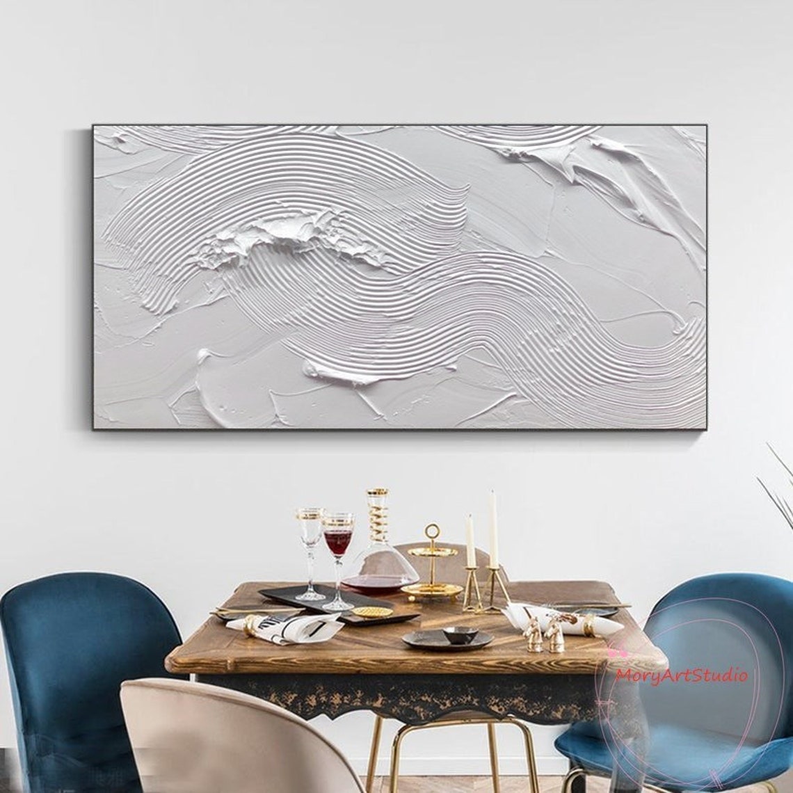 Original White Abstract Painting 3D White Textured Painting Large White ...
