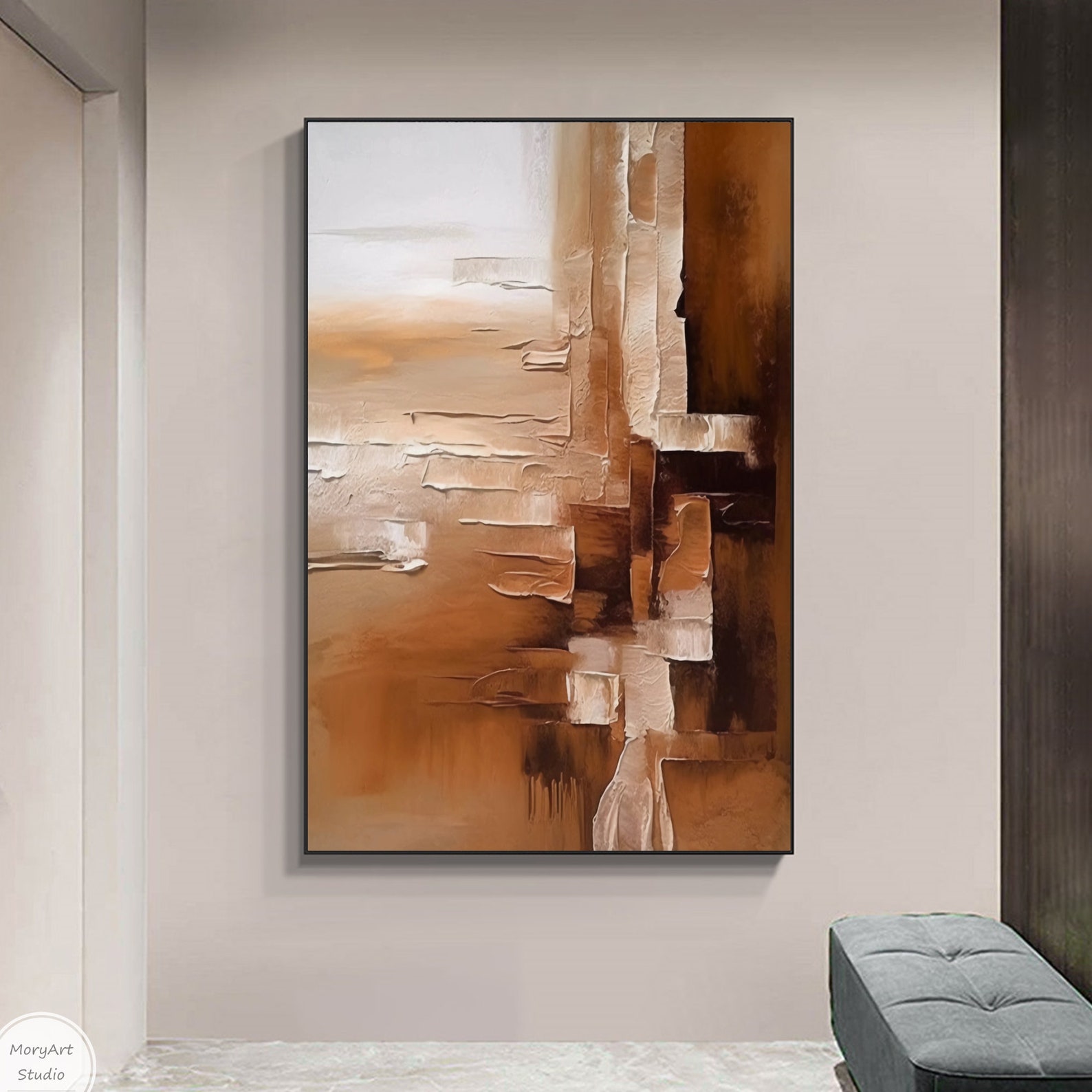 Extra Large Brown and Beige Abstract Texture Oil Painting Original ...