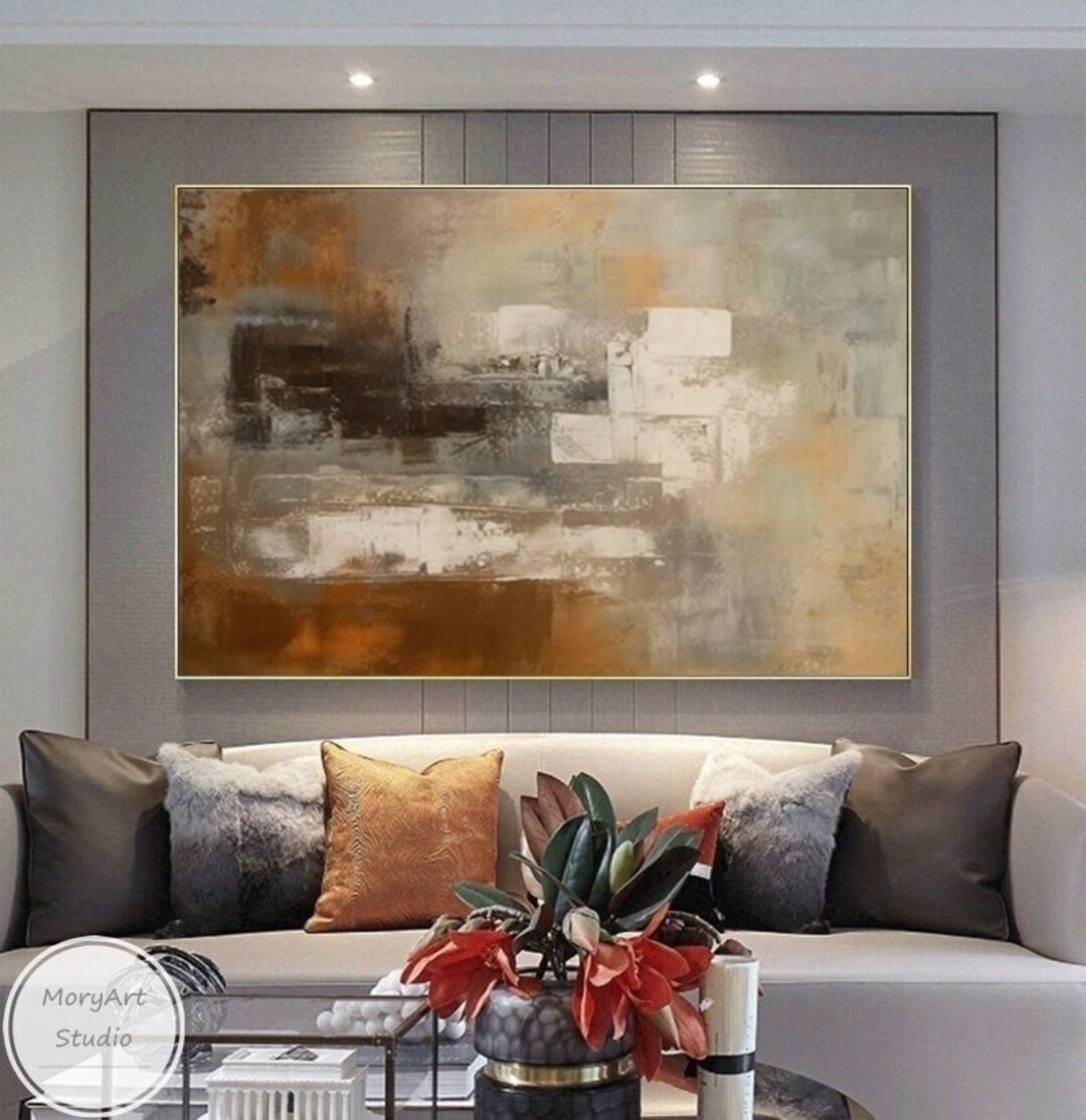 Brown and Beige Abstract Textured Wall Art Brown Gray Wabi-sabi ...
